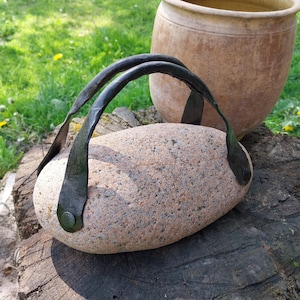 Heavy Door Stop With Hand Forged Iron Handle.rustic Large Doorstop ...