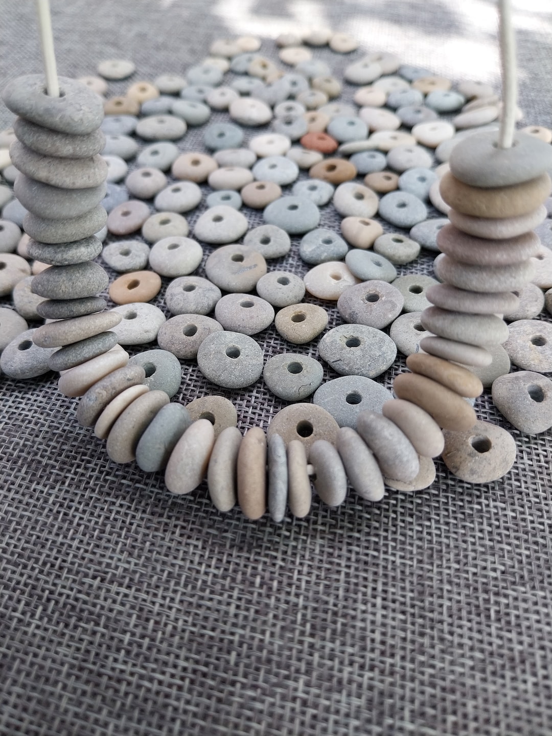 50 Pcs Center Drilled Natural Sea Stones 2mm, 3mm Hole. Beach Stones 1 ...