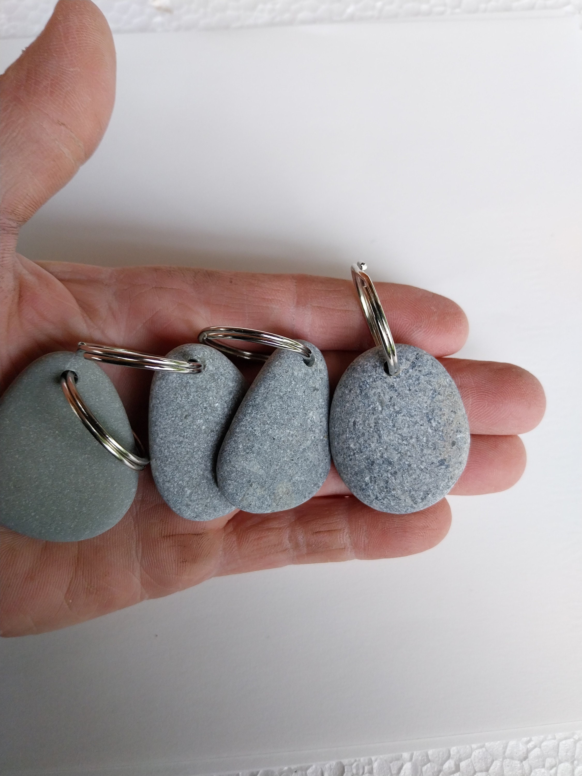 One Piece Natural Beach Stone Keychain.1 PCS. Sea Rock Keyring. Key Fob ...