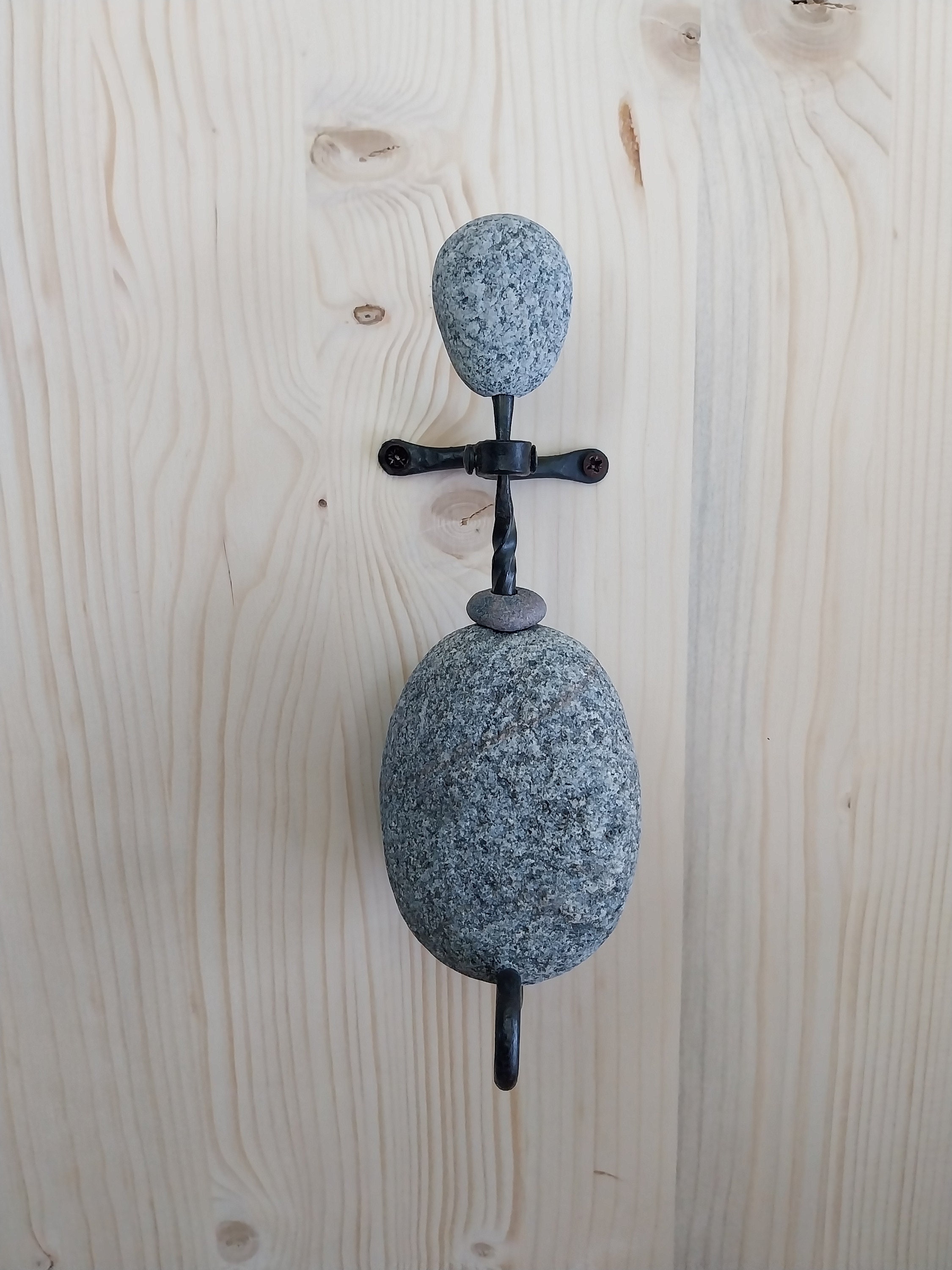 Door Knocker.hand Forged Iron and Sea Stone Door Knocker.front Door ...