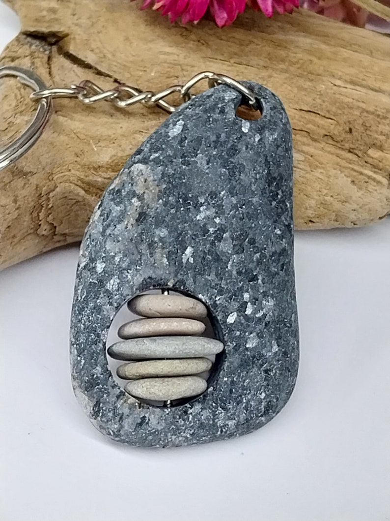 Natural Sea Stone Keychain.sea Rock Key Chain.pebble Key Ring. - Etsy