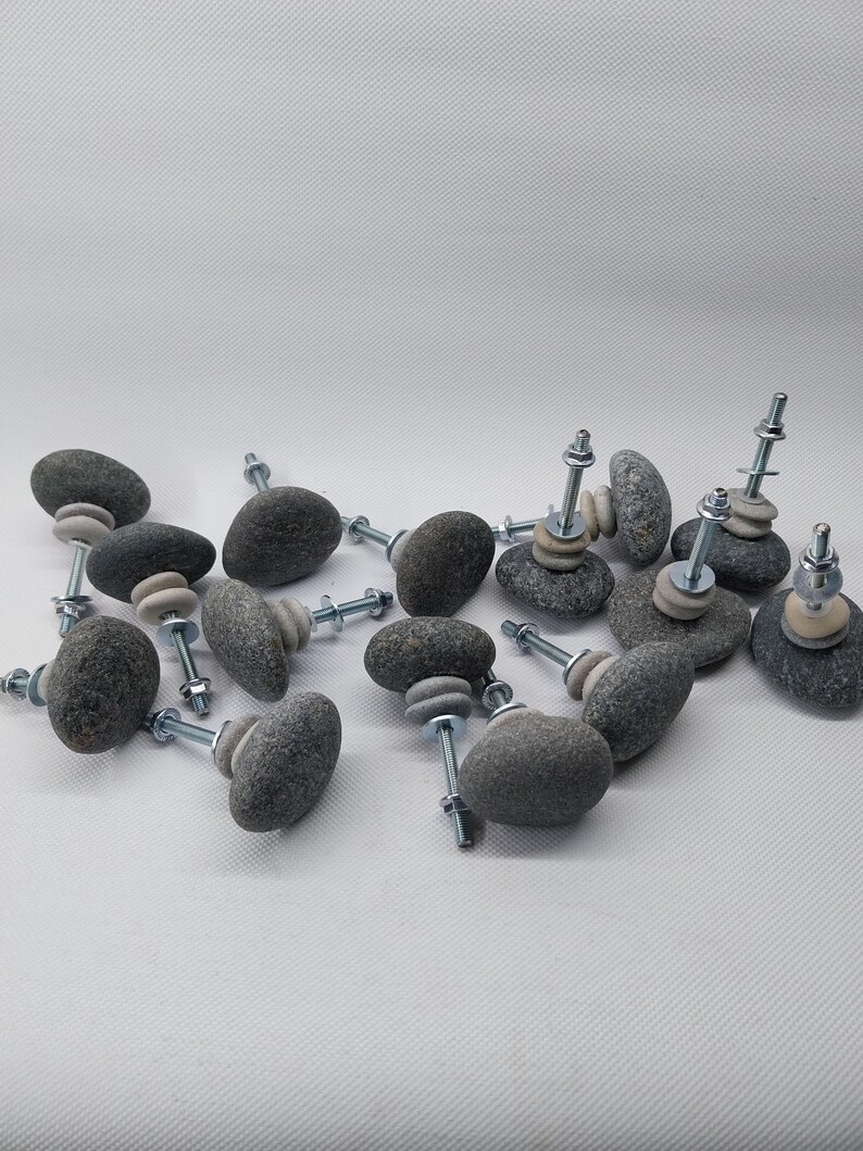 One Piece Stone Knob. Sea Rock Drawer Pull. Beach Stone Furniture Knob ...