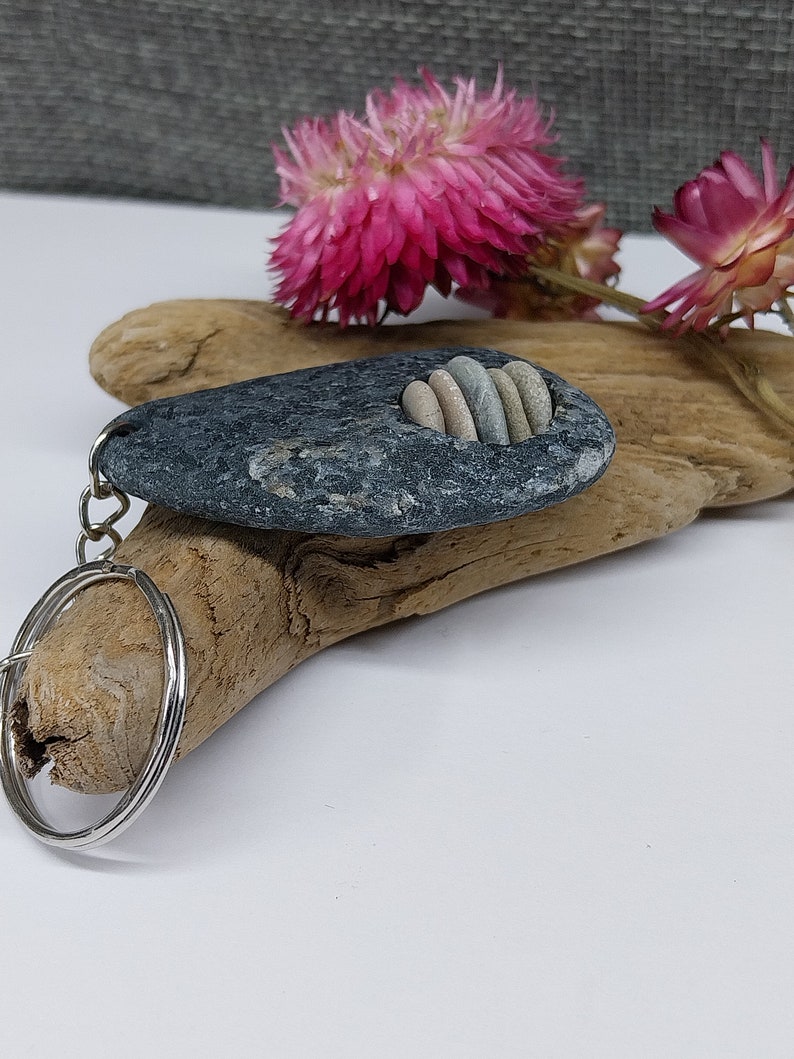 Natural Sea Stone Keychain.sea Rock Key Chain.pebble Key Ring. - Etsy