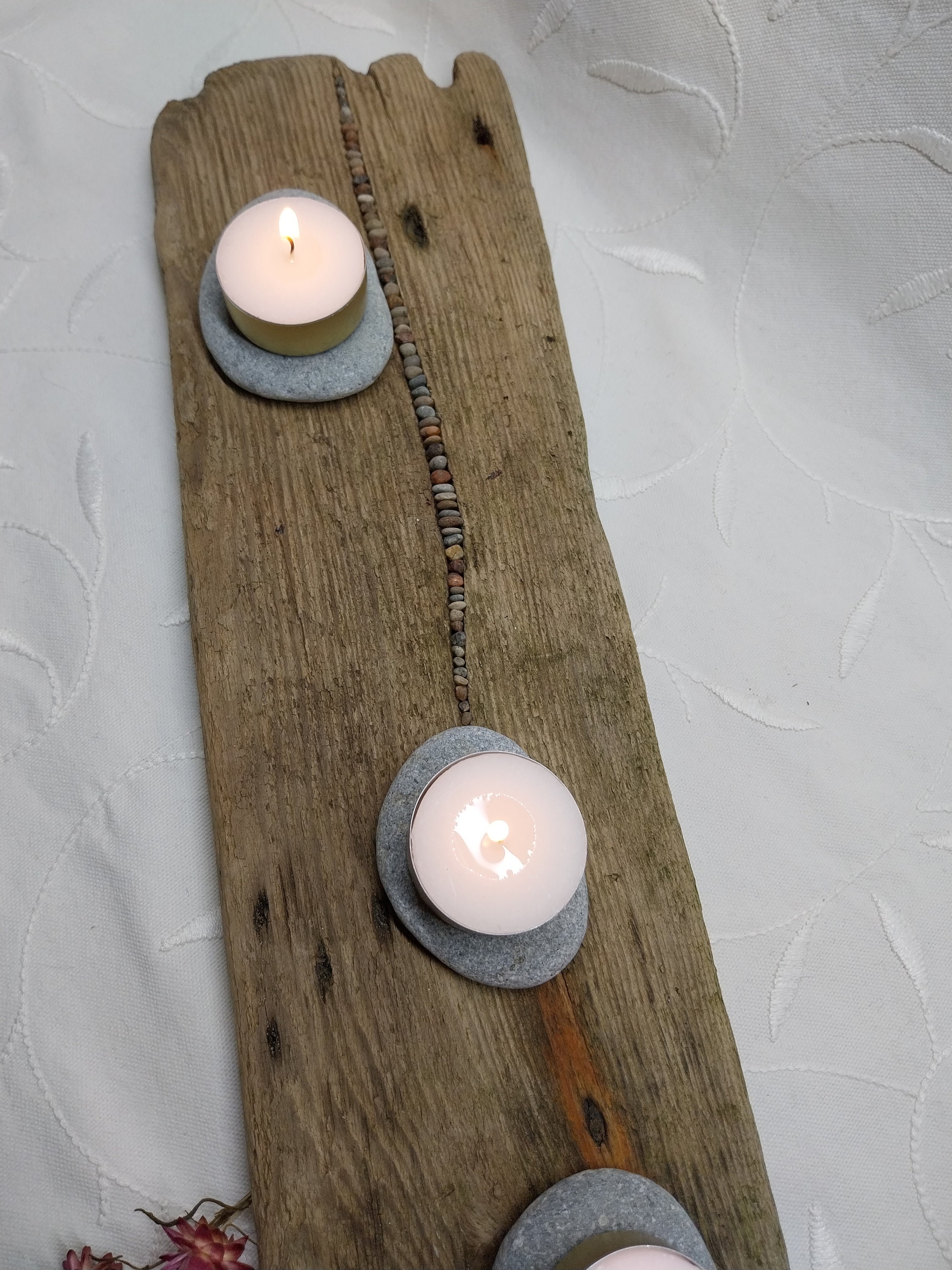Driftwood and Sea Stone Tea Light Holder.advent Candle Holder. - Etsy