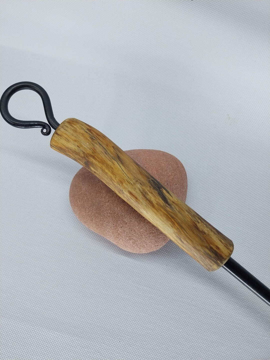 Hand Forged Iron Fire Poker With Wooden Handle.forged Fireplace Poker ...