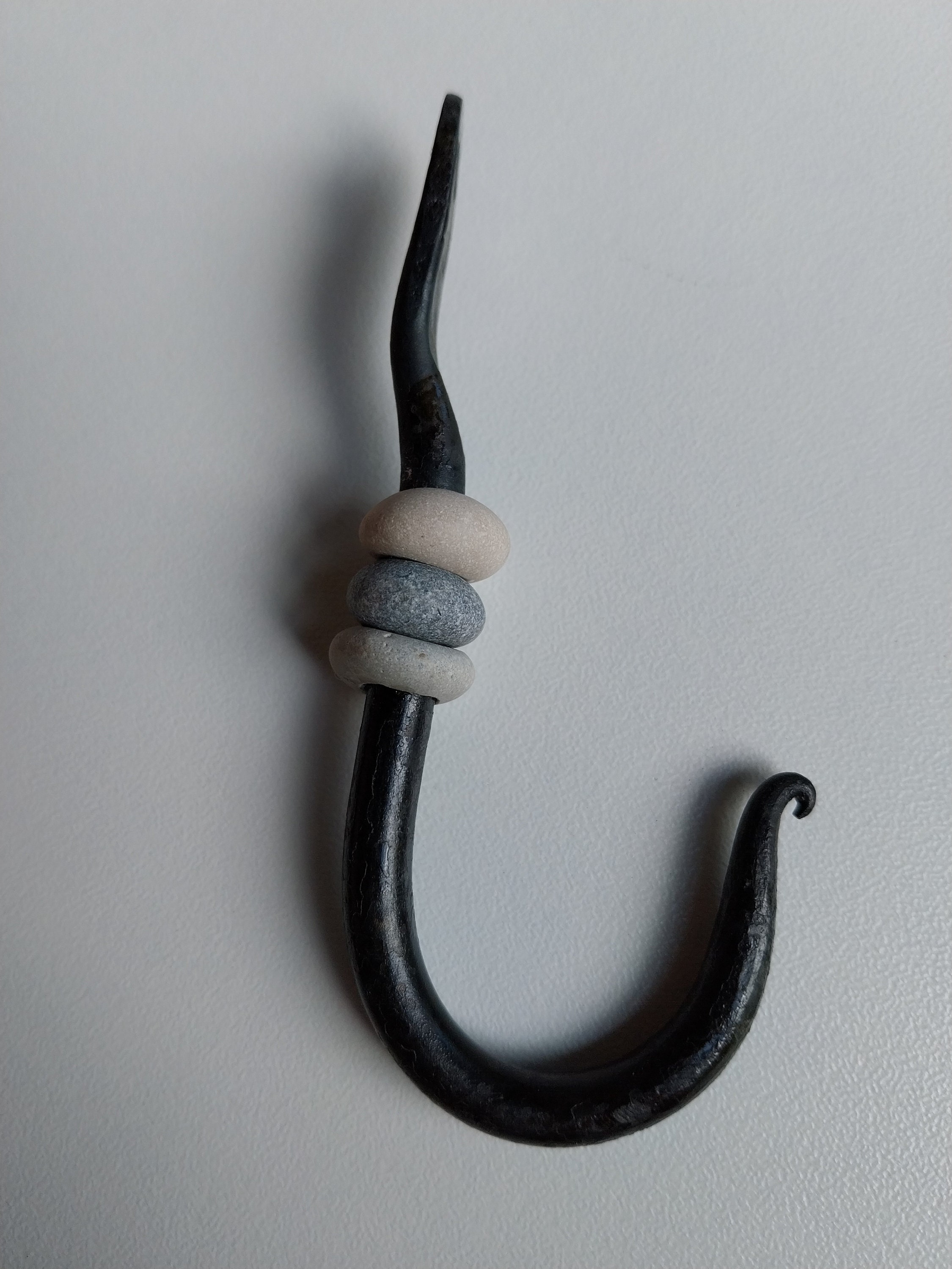 Hand Forged Iron Hook With Natural Sea Stone Accent.iron Hooks.towel ...