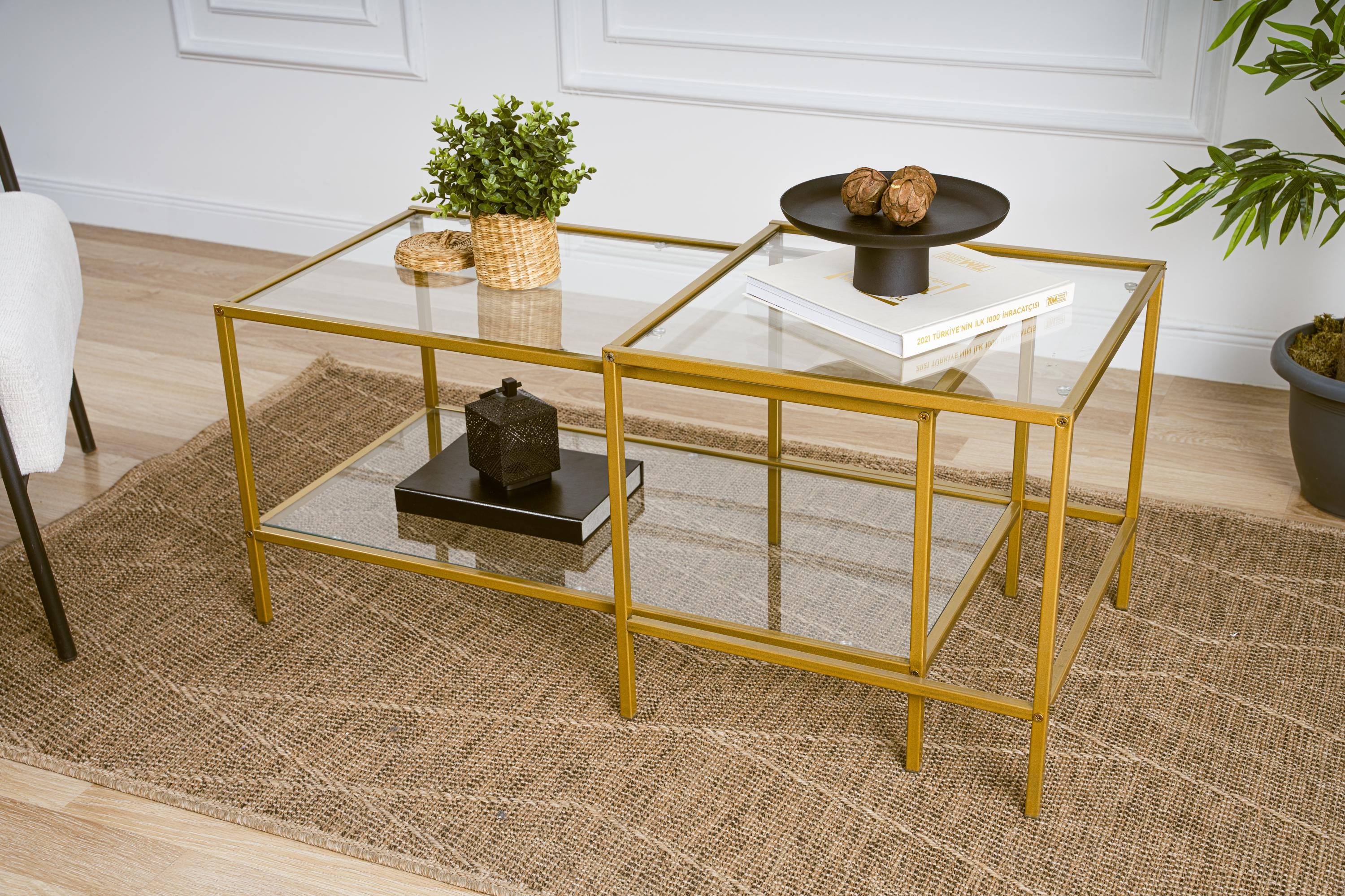SEVAY 2 Sets of Unbreakable Glass Coffee Table, Modern Decorative ...