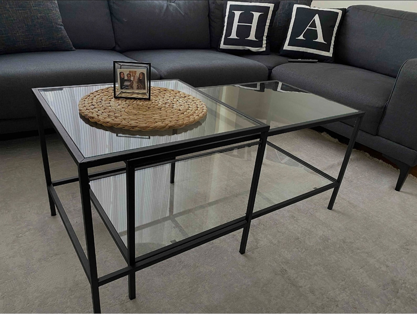SEVAY 2 Sets of Unbreakable Glass Coffee Table, Modern Decorative ...