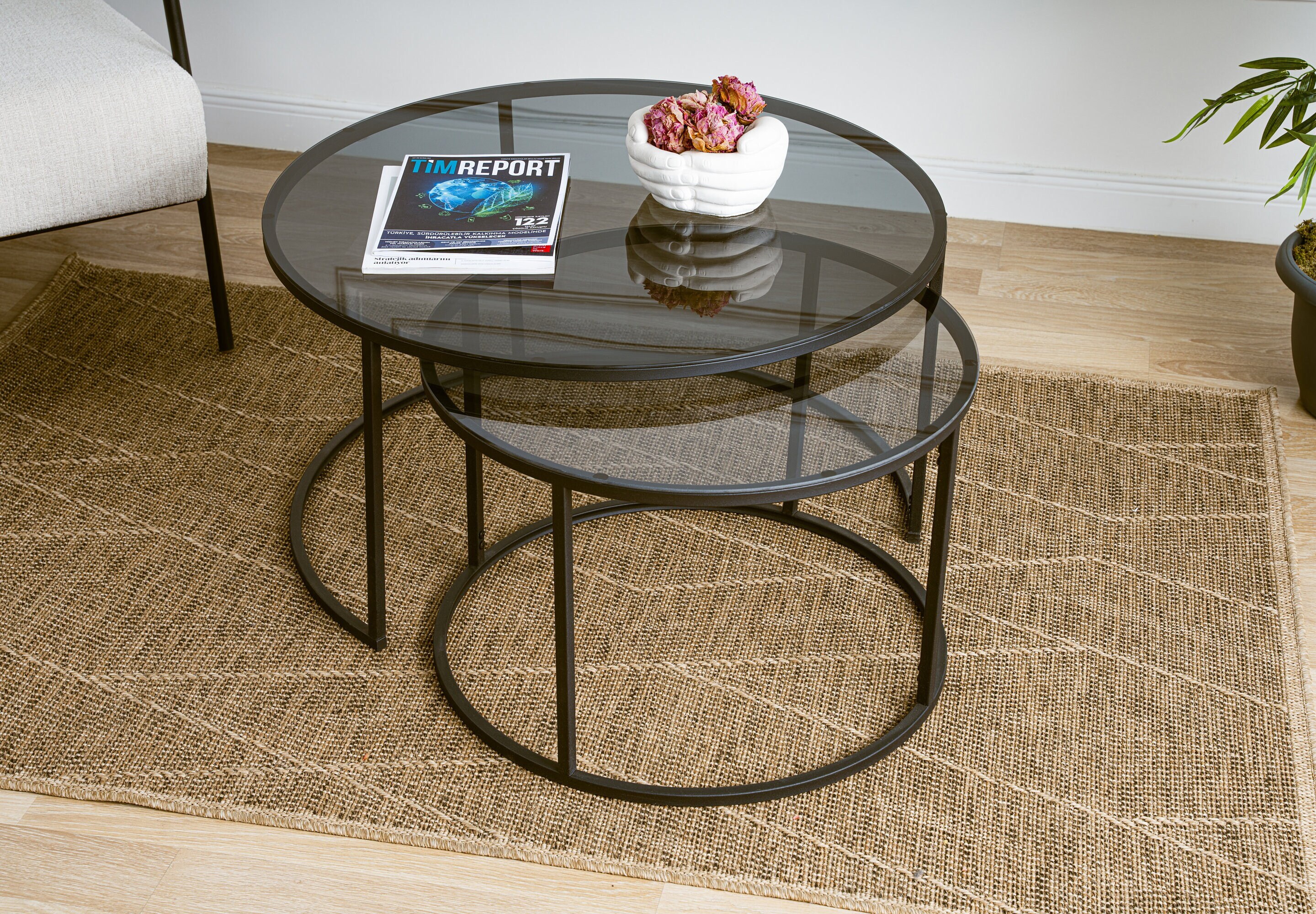 TOKYO 2 Sets of Round Glass Coffee Table - Etsy