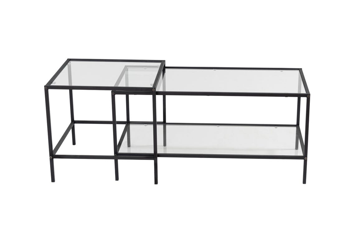SEVAY 2 Sets of Unbreakable Glass Coffee Table, Modern Decorative ...