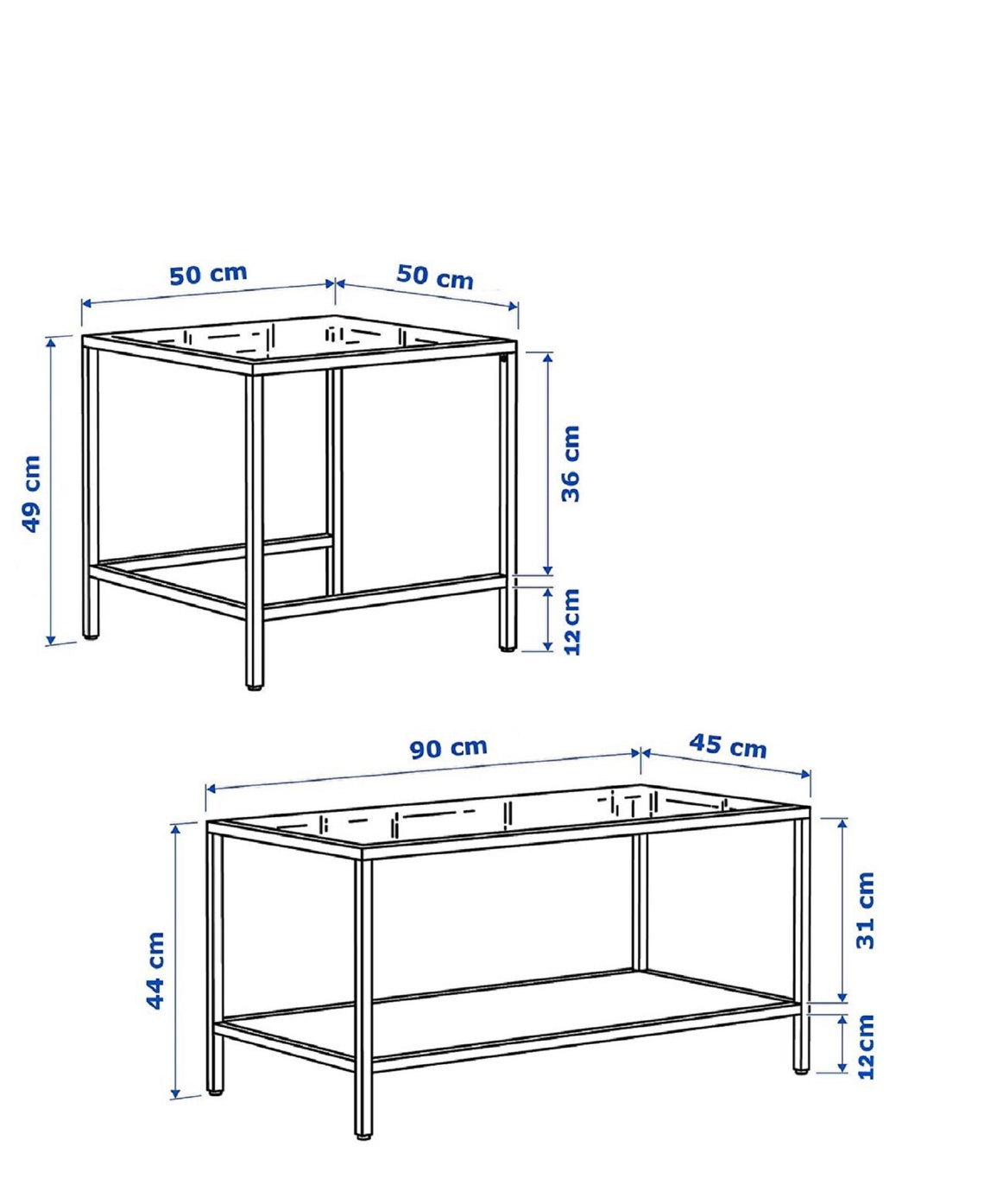 SEVAY 2 Sets of Unbreakable Glass Coffee Table, Modern Decorative ...