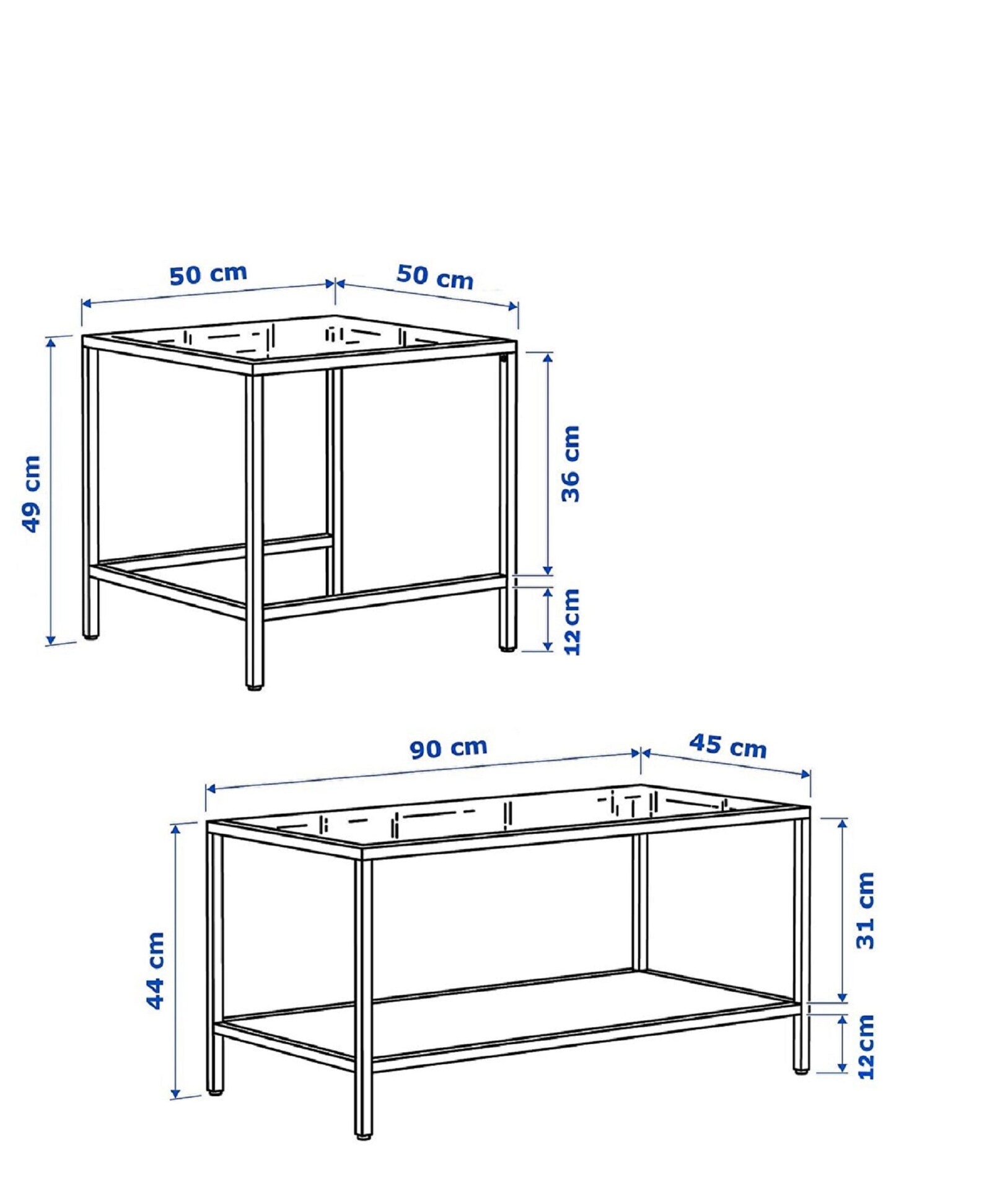 SEVAY 2 Sets of Unbreakable Glass Coffee Table, Modern Decorative ...