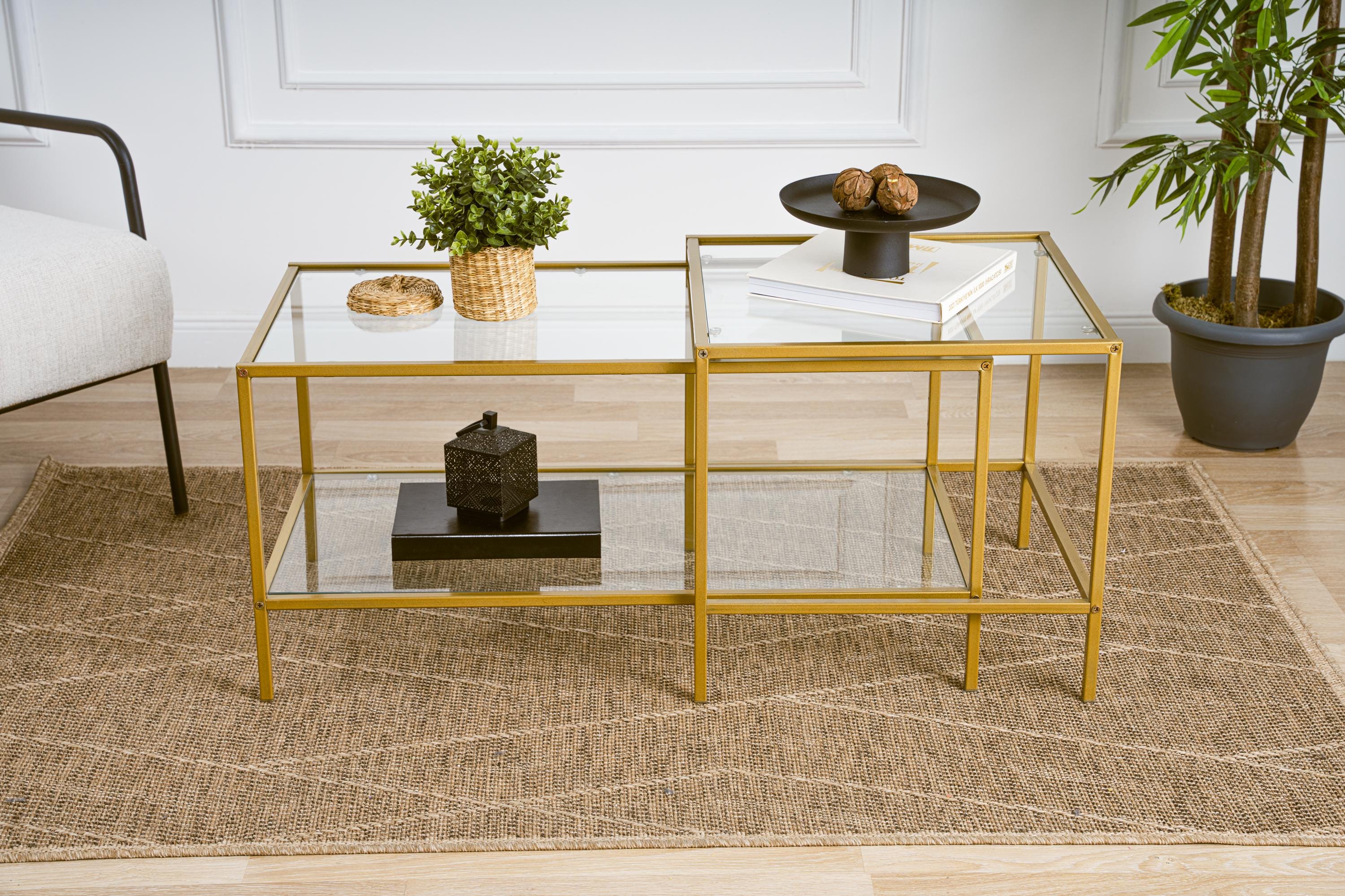 SEVAY 2 Sets of Unbreakable Glass Coffee Table, Modern Decorative ...