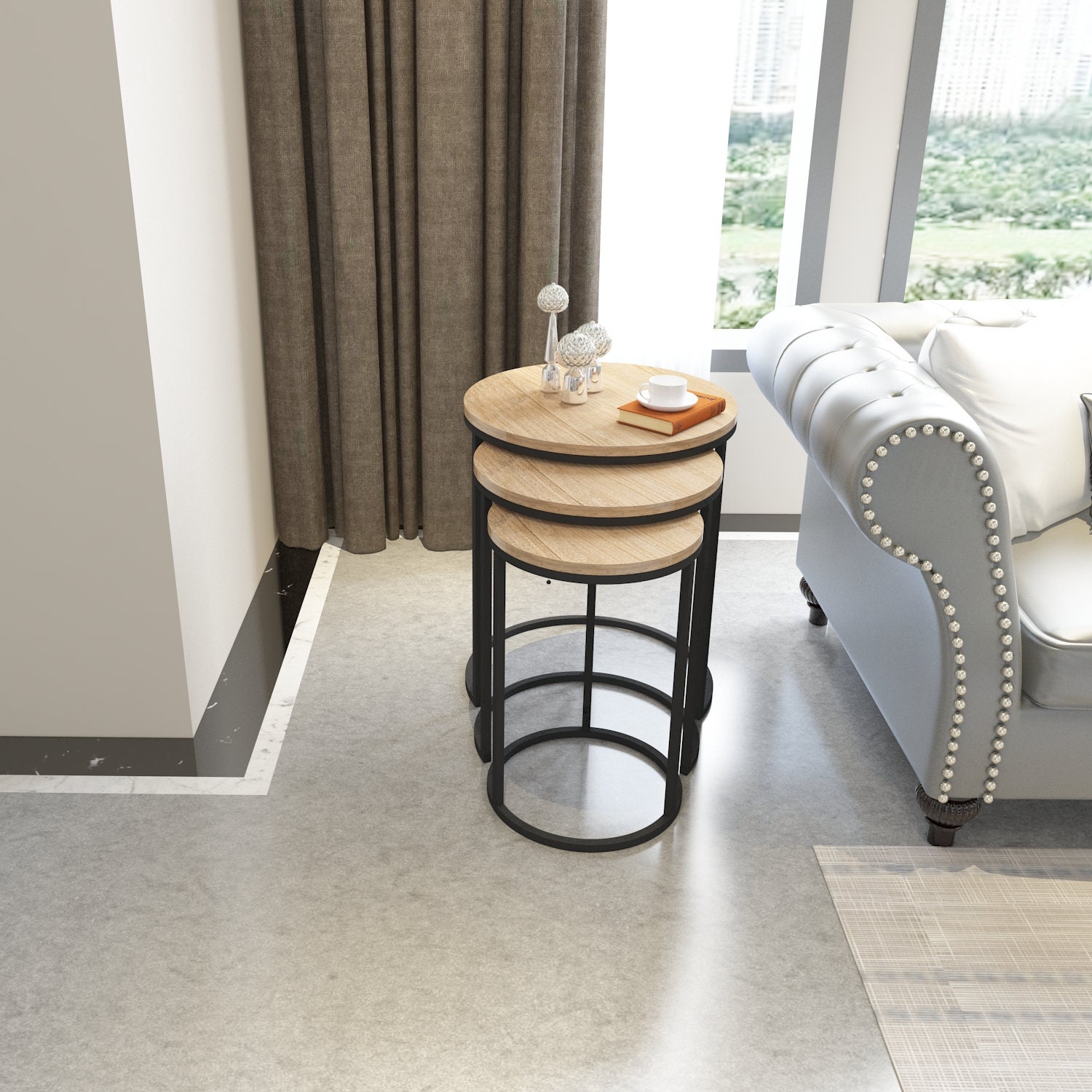 ALYA Unbreakable Glass Nesting End Table - Etsy