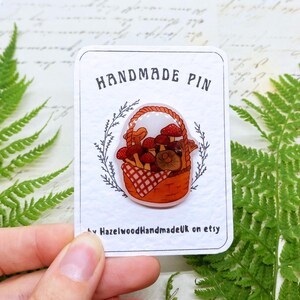 Picnic Basket Pin Badge, Cottagecore Pin, Mushroom Pin Badges, Autumn ...