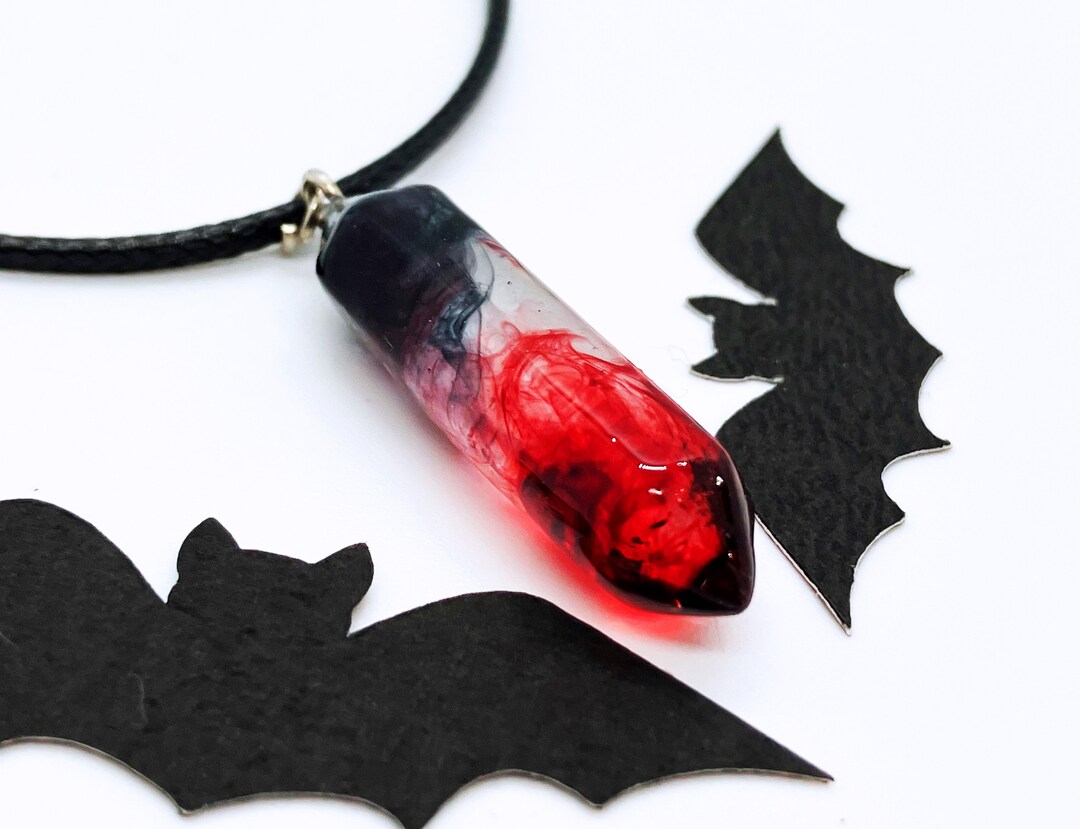 Gothic Blood Red Crystal Necklace, Gothic Necklace, Blood Drop Jewelry ...