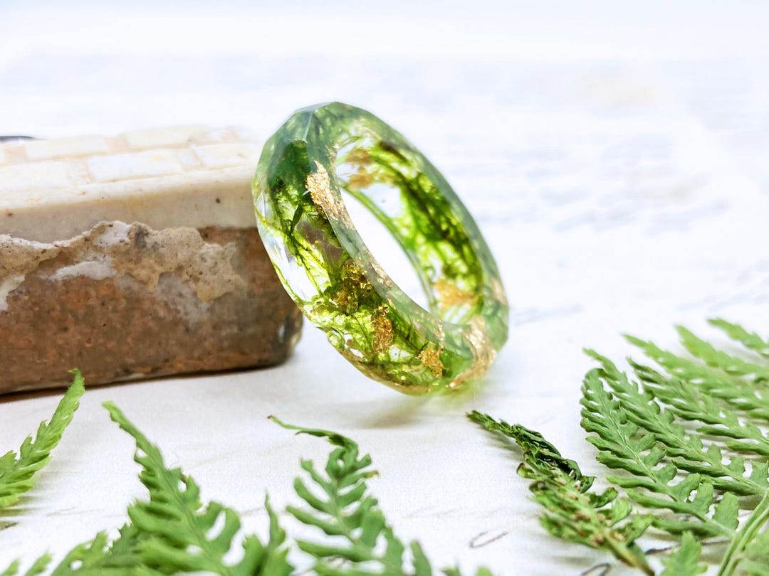 REAL MOSS RING, Cottagecore Resin Ring, Terrarium Jewelry, Nature Ring ...