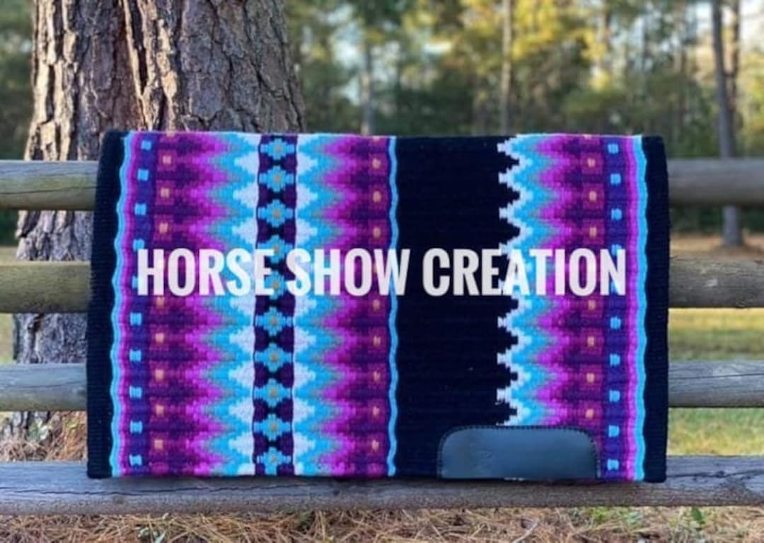 Black Purple & Teal Western Pleasure Horse Show Saddle Pad 34x42 Inch ...