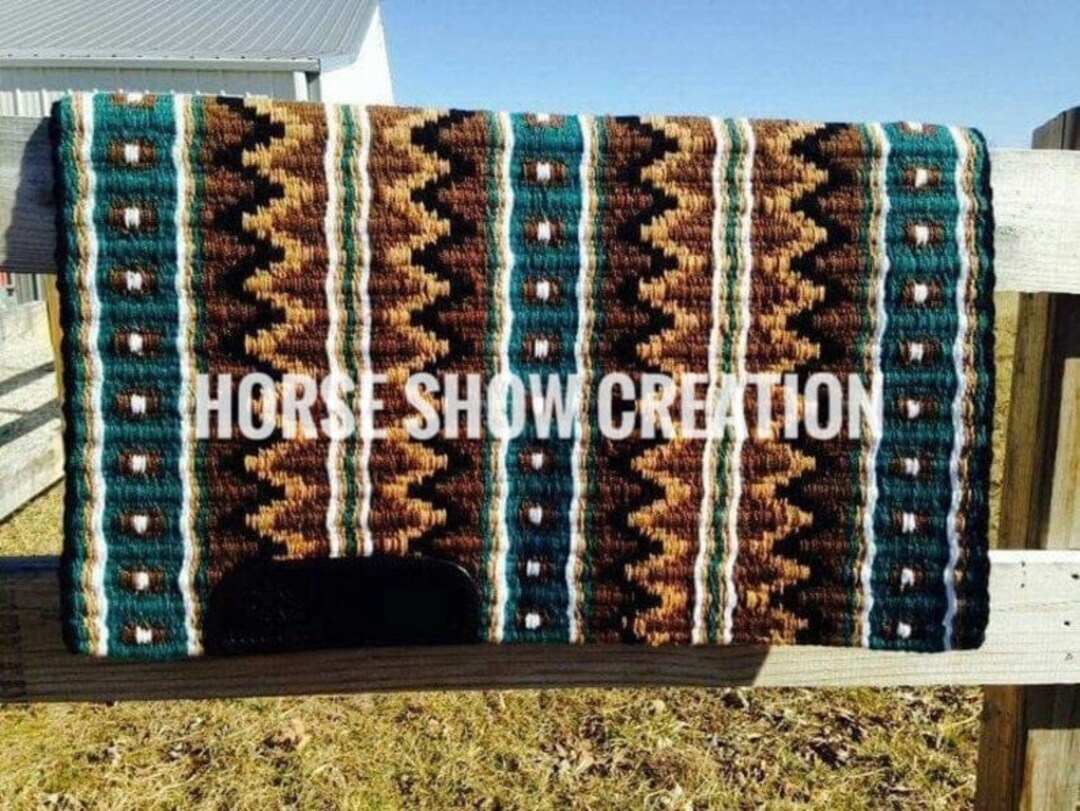 Black, Brown & Teal Western Pleasure Horse Show Saddle Pad 34x42 Inch ...