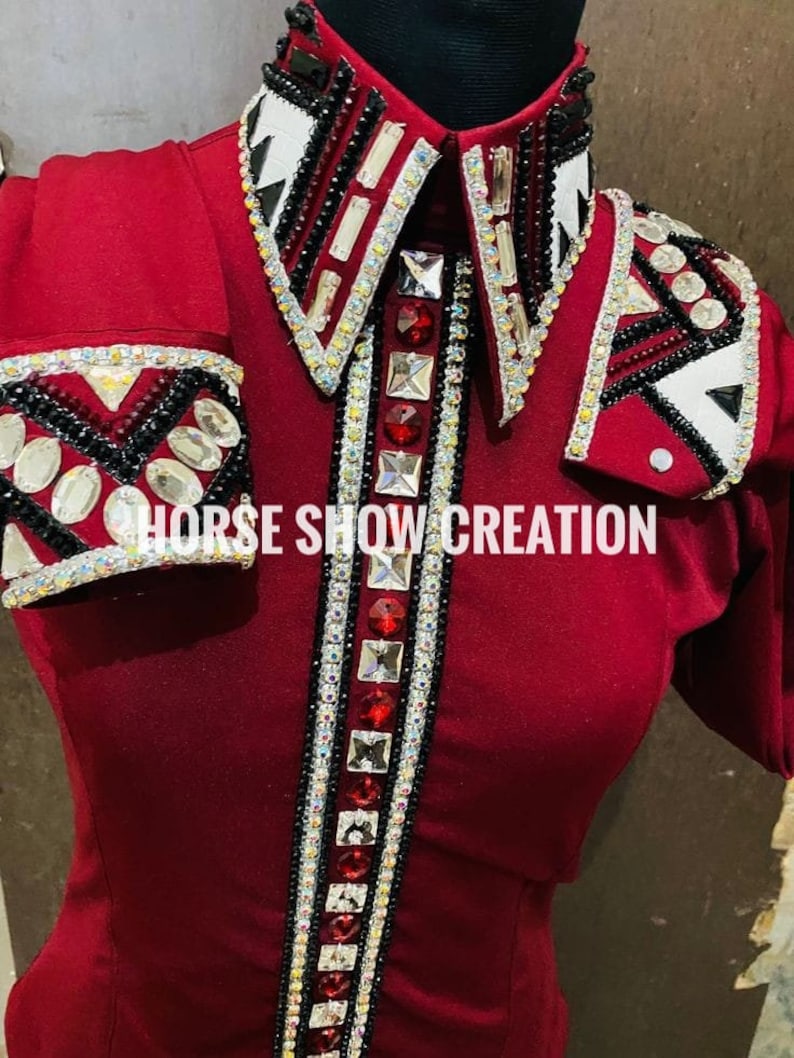 Red and Black Western Pleasure Horse Show Shirt and Matching Pad ...