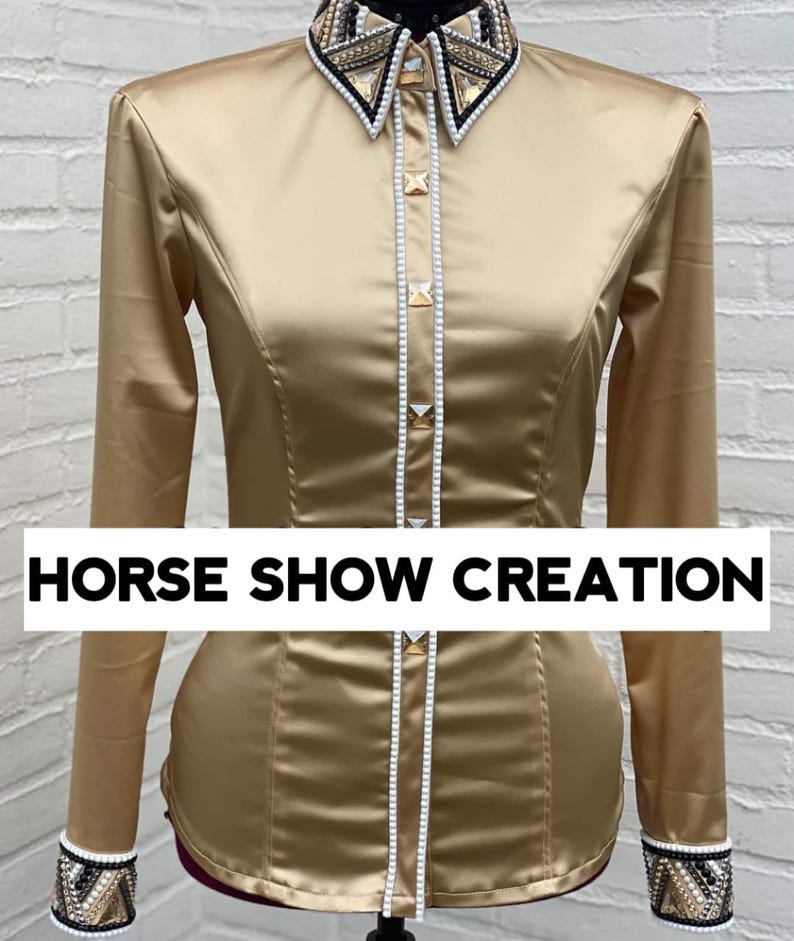 Beige Western Pleasure Horse Show Shirt , Horsemanship, Women Rail ...