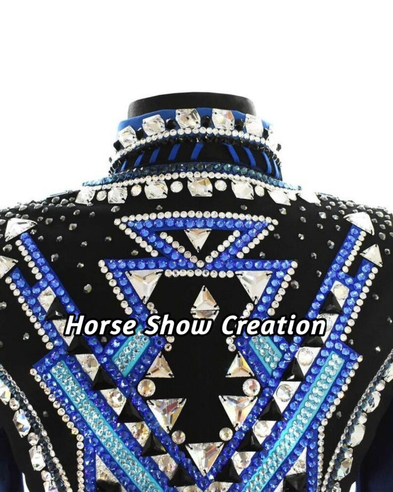Black and Blue Western Show Vest, Preciosa Crystals - Etsy