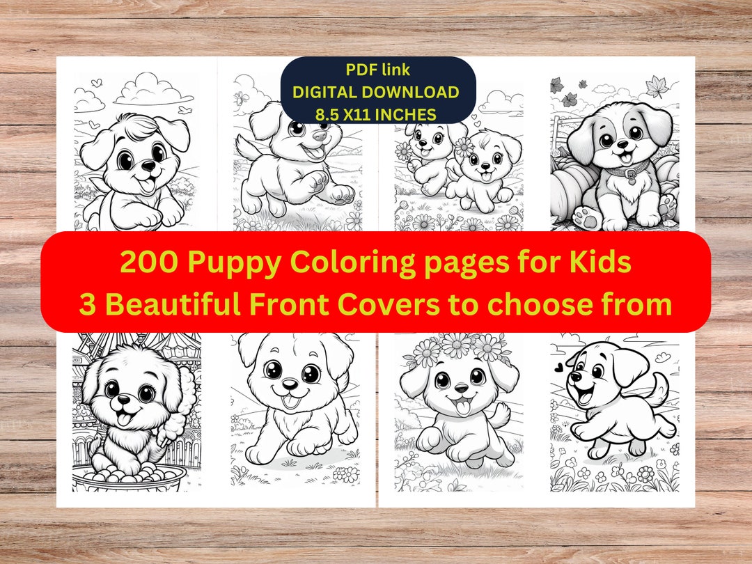200 Dog & Puppy Coloring Pages, Printable Coloring Pages, Digital ...