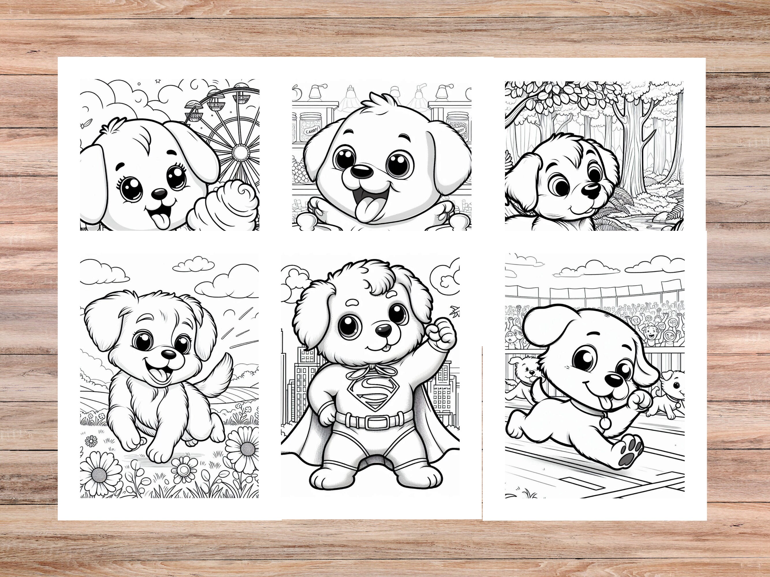 200 Dog & Puppy Coloring Pages, Printable Coloring Pages, Digital ...