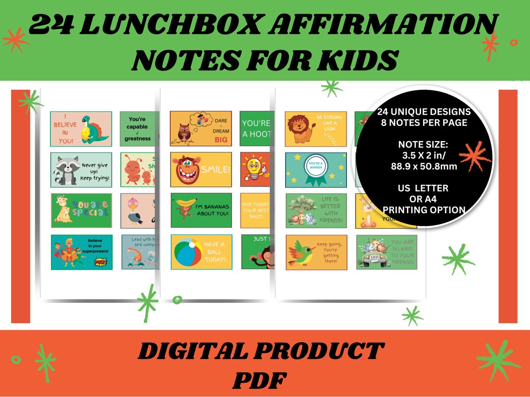24 Unique Positive Affirmation Notes for Kids | School Lunchbox Notes ...