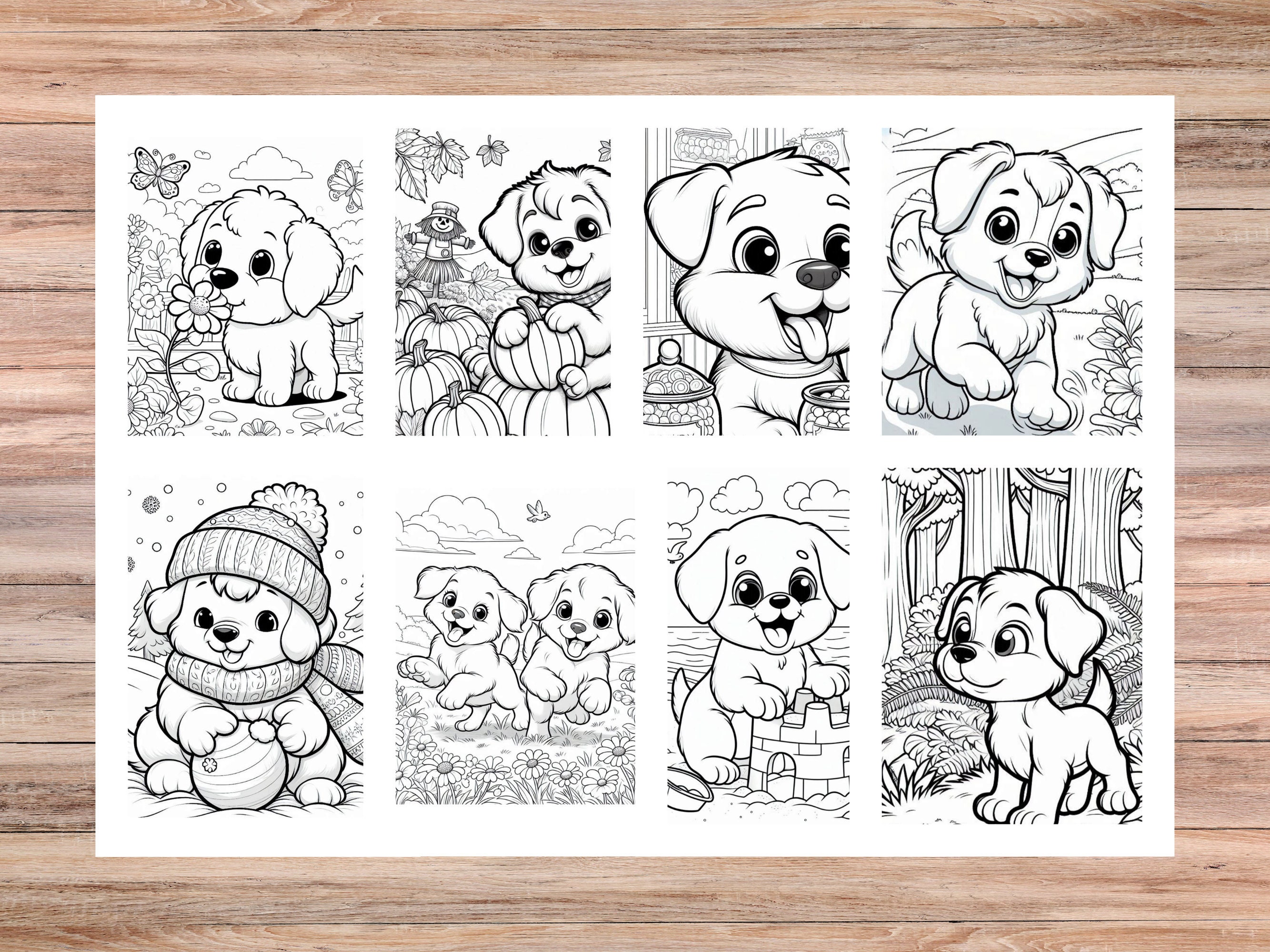 200 Dog & Puppy Coloring Pages, Printable Coloring Pages, Digital ...