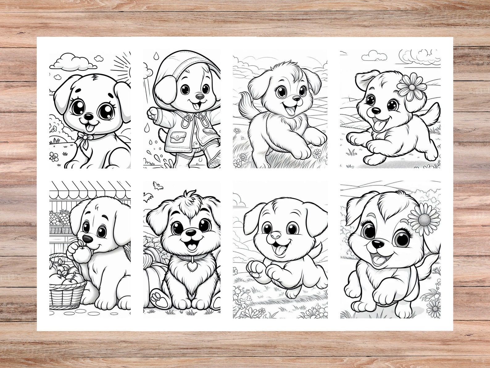 200 Dog & Puppy Coloring Pages, Printable Coloring Pages, Digital ...