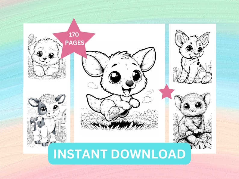 170 Baby Animal Coloring Pages, Printable Coloring Pages, Digital ...