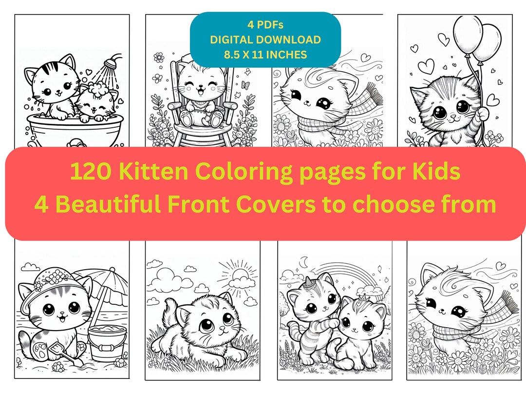 120 Cat Coloring Pages, Printable Coloring Pages, Digital Coloring ...