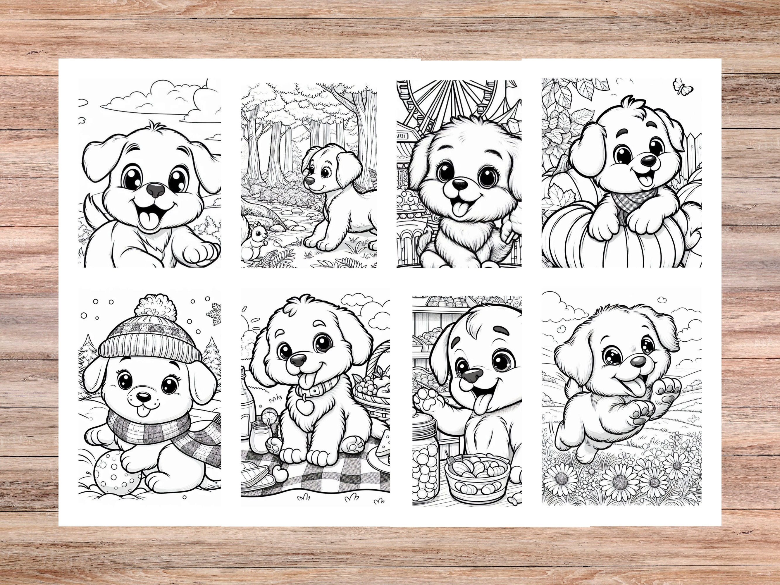 200 Dog & Puppy Coloring Pages, Printable Coloring Pages, Digital ...