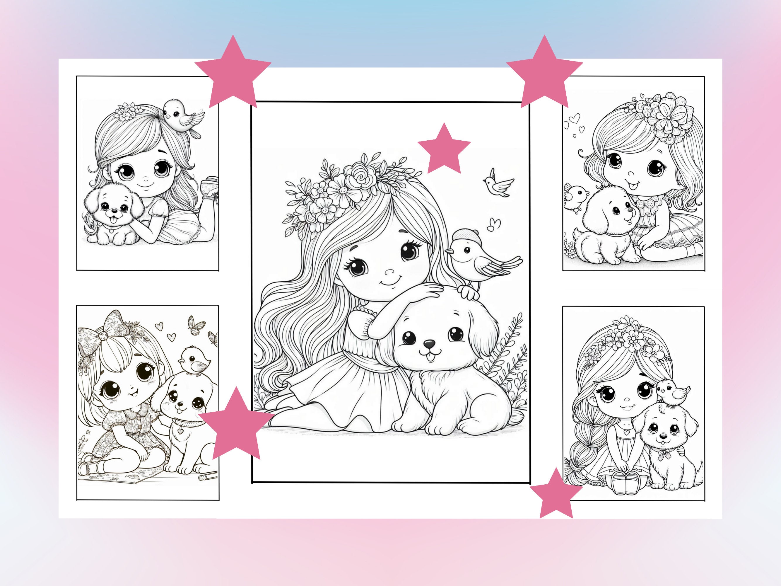 79 Little Girl & Puppy Coloring Pages, Printable Coloring Pages ...