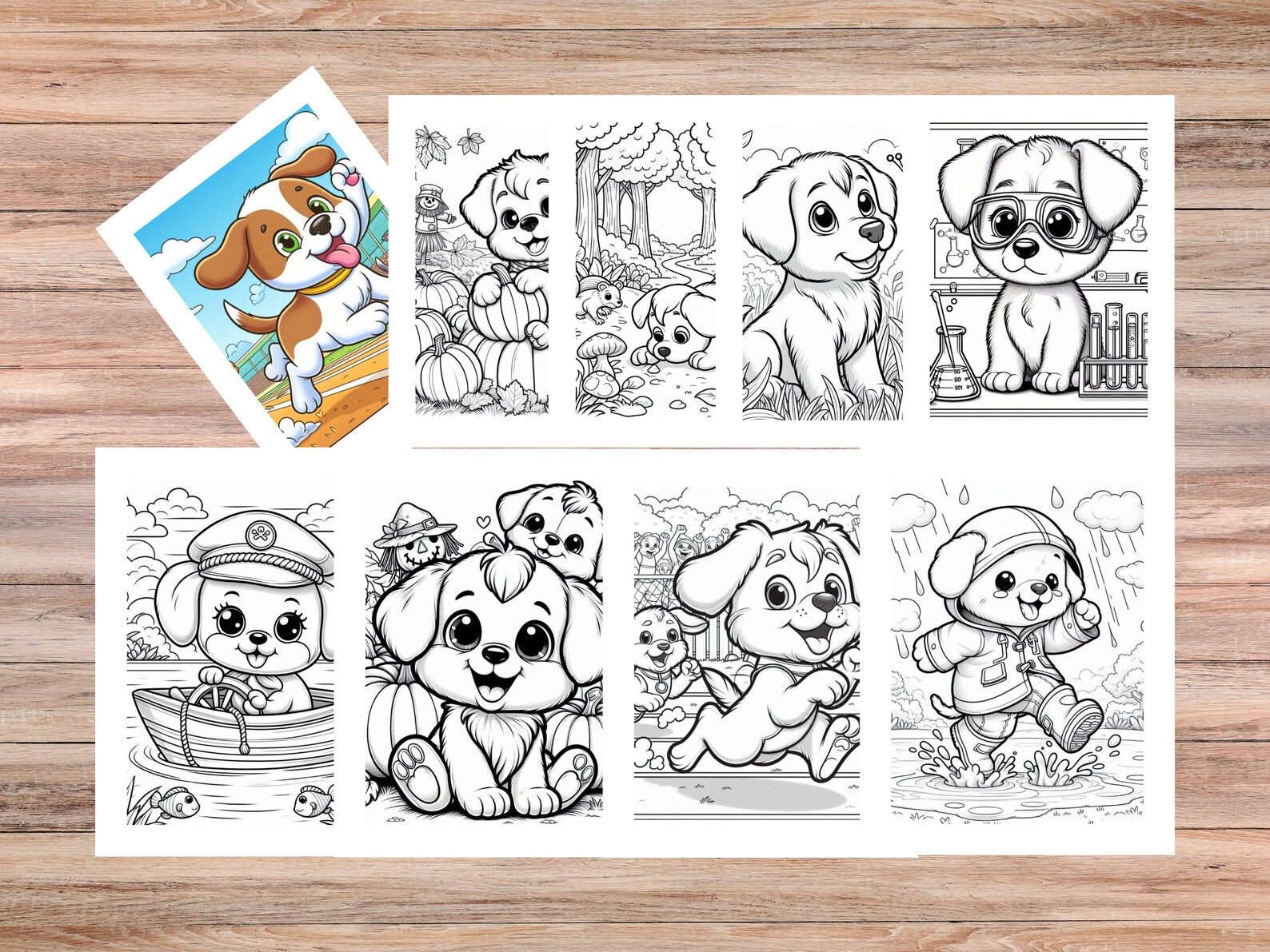 200 Dog & Puppy Coloring Pages, Printable Coloring Pages, Digital ...