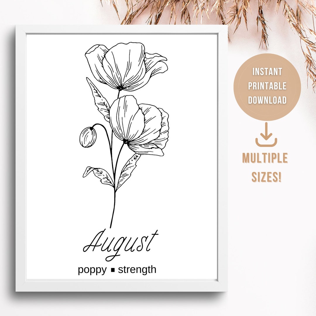 Birth Flower Clipart Print Flower Birth Month Flower Pot Printable Wall ...