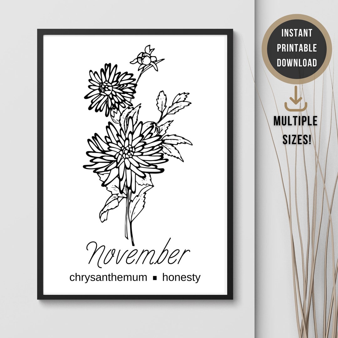 Birth Flower Clipart Print Flower Birth Month Flower Pot Printable Wall ...