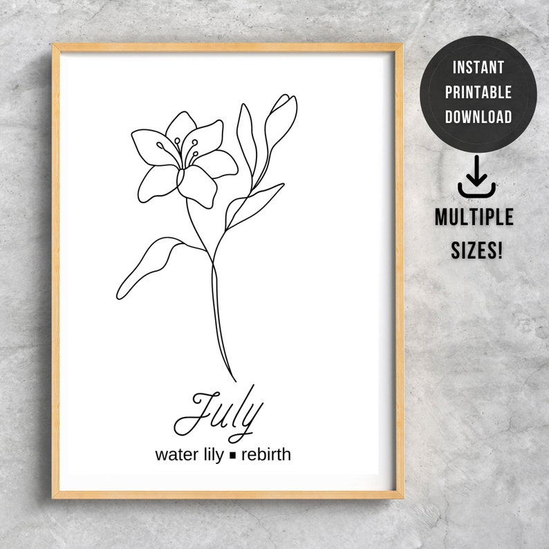 Birth Flower Clipart Print Flower Birth Month Flower Pot Printable Wall ...