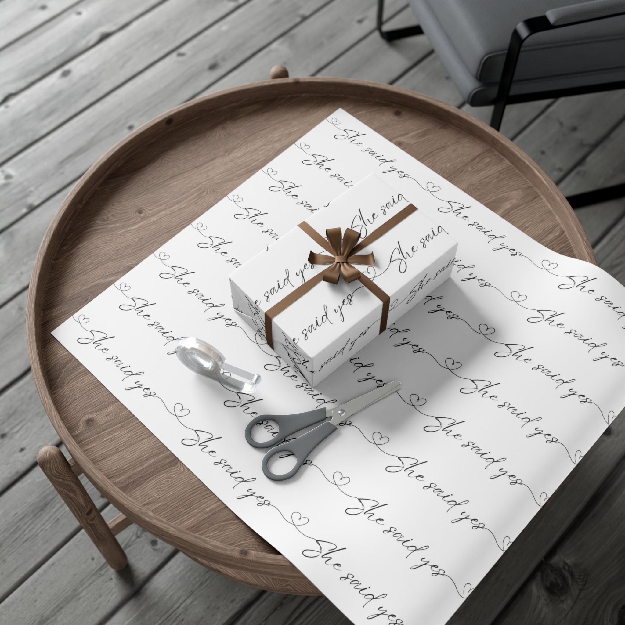 She Said Yes Funny Wrapping Paper She Said Yes Sign Custom Wrapping ...