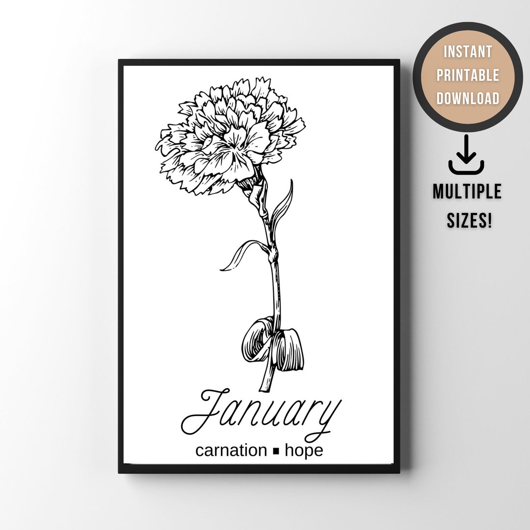Birth Flower Clipart Print Flower Birth Month Flower Pot Printable Wall ...