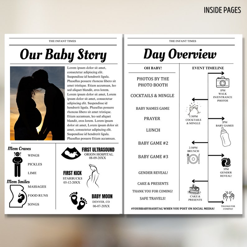Baby Announcement Newspaper Template Gender Reveal Games Newspaper Baby ...