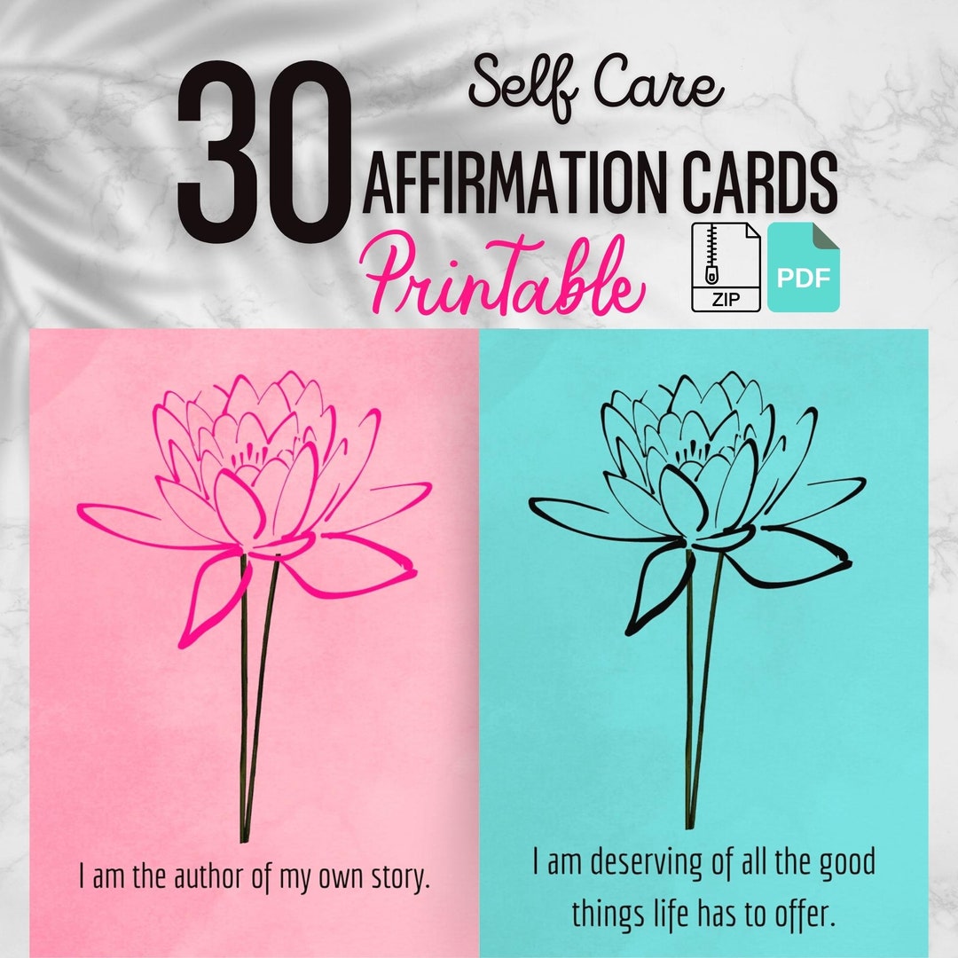 Lotus Flower Affirmation Cards Printable Daily Meditation Digital Quote ...
