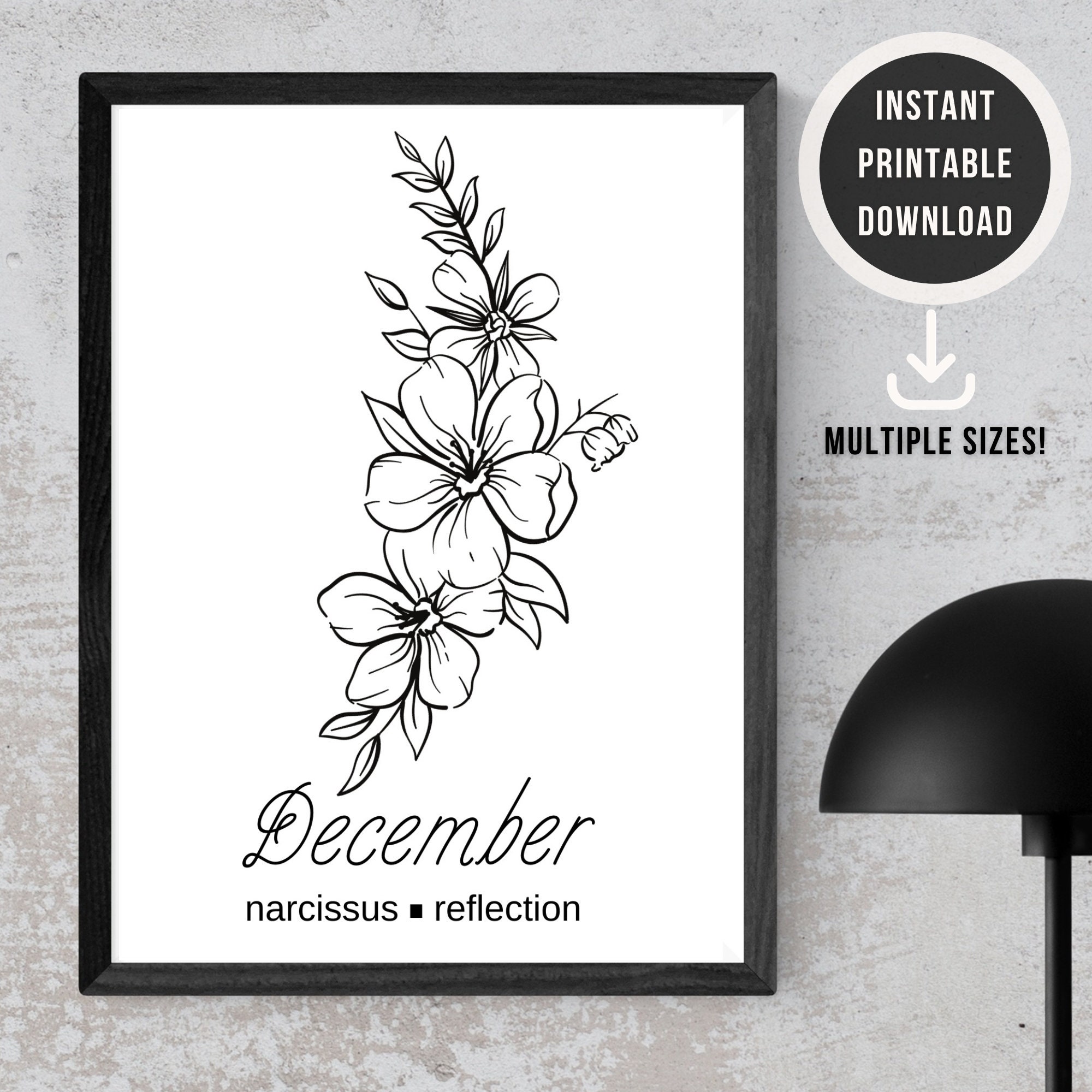 Birth Flower Clipart Print Flower Birth Month Flower Pot Printable Wall ...
