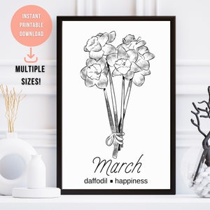 Birth Flower Clipart Print Flower Birth Month Flower Pot Printable Wall ...
