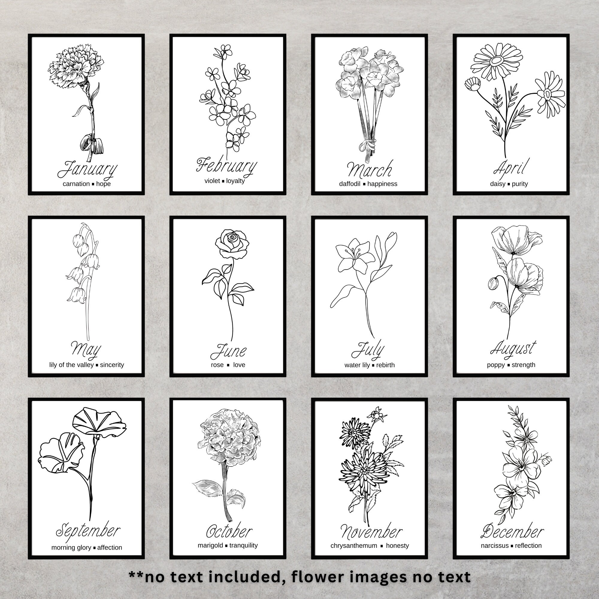 Birth Month Flower SVG Bundle Birth Flower Bouquet Birth Month Floral ...