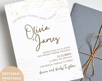 Courthouse Wedding Invitation Nothing Fancy Just Love Invitation ...