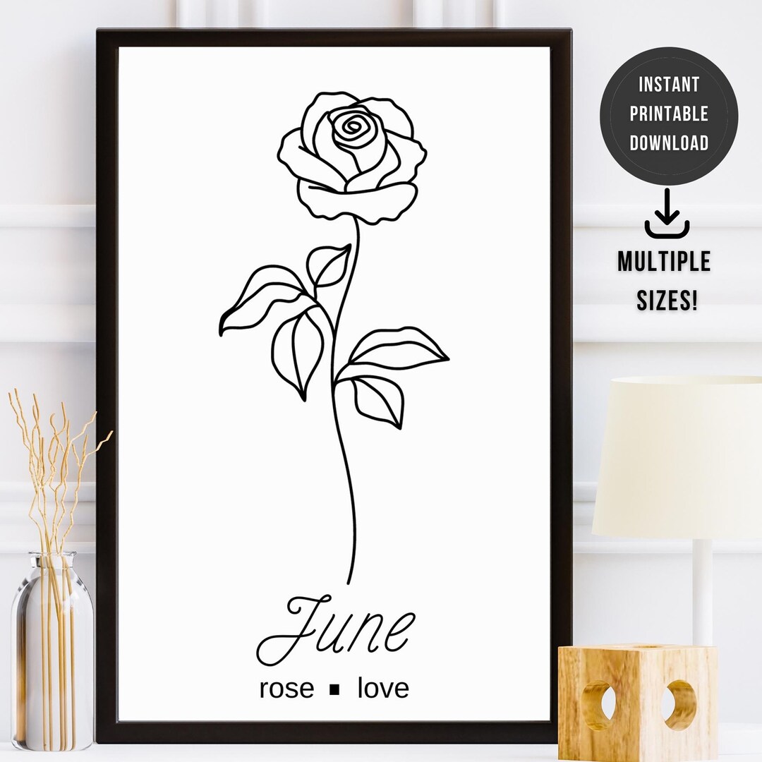 Birth Flower Clipart Print Flower Birth Month Flower Pot Printable Wall ...