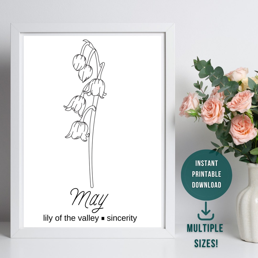 Birth Flower Clipart Print Flower Birth Month Flower Pot Printable Wall ...