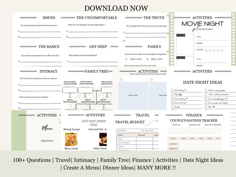Couples Activity Worksheets, Couples Therapy Questions, Relationship ...